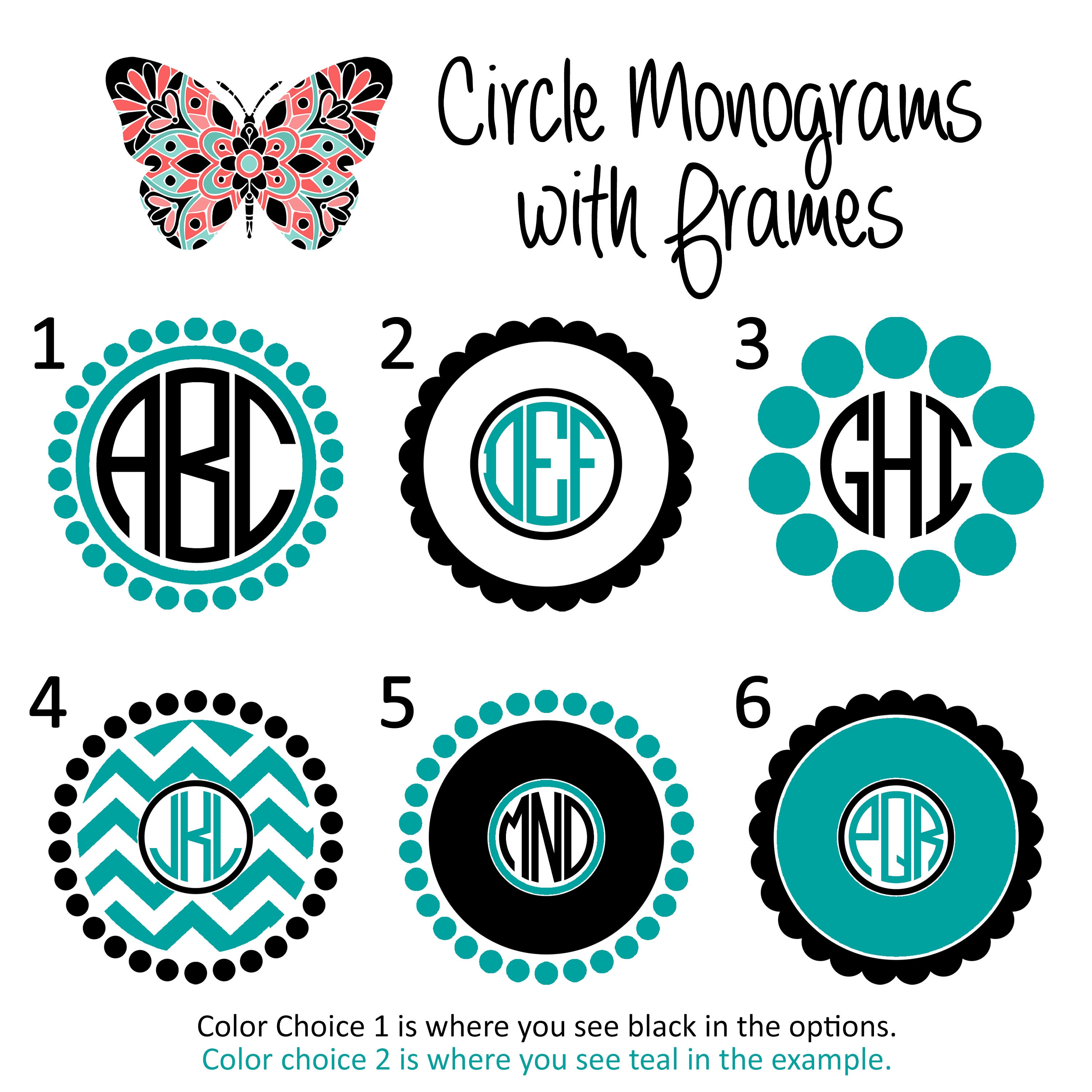 Circle Monogram Vinyl Decal Monogram Sticker First | Etsy