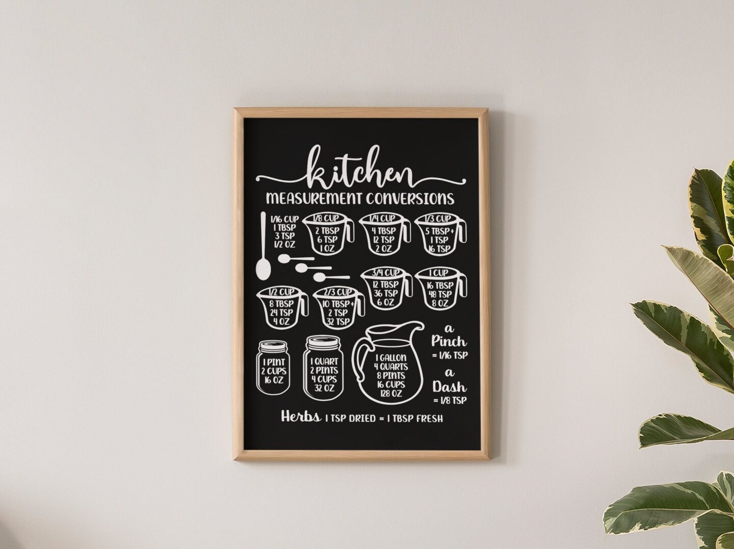 Farmhouse Printable Wall Art Kitchen Measurement Conversions Chart JPG ...