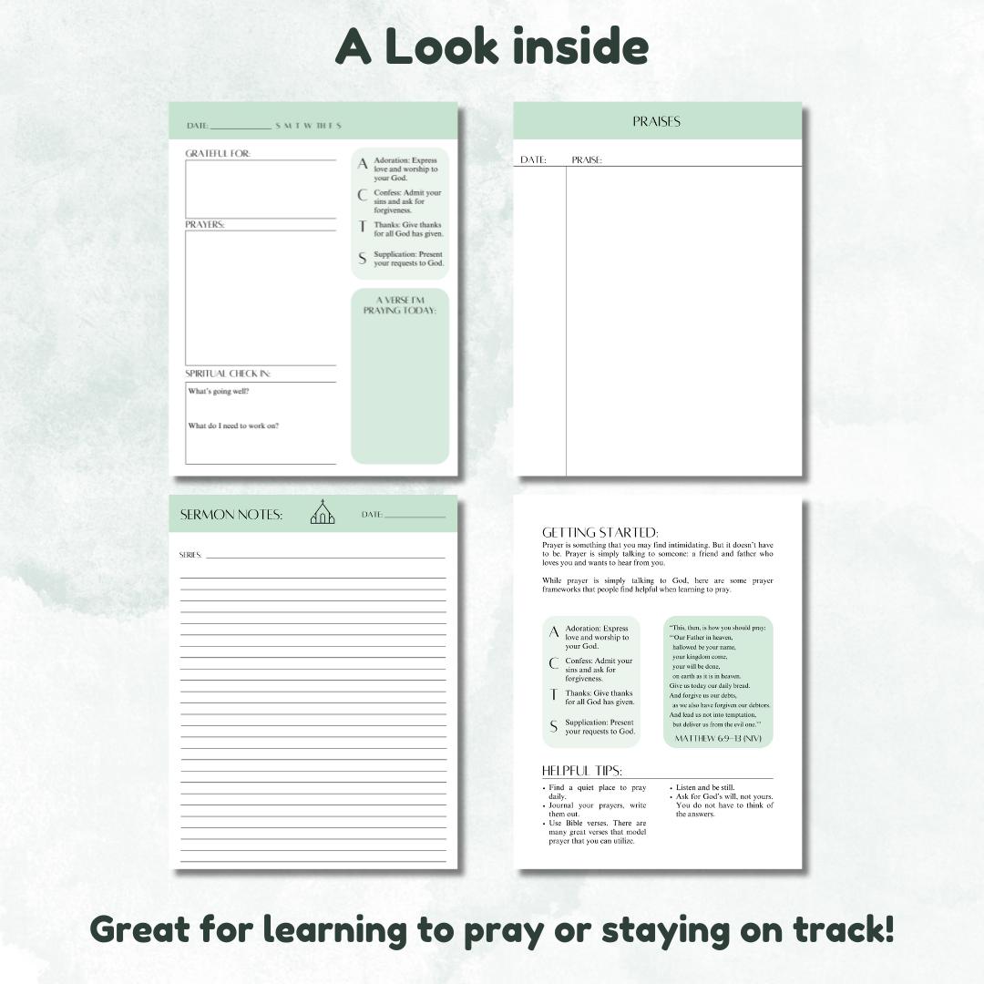 Prayer Journal Printable, Sermon Notes, Christian Faith Resource - Etsy