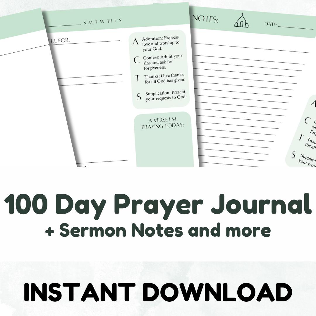 Prayer Journal Printable, Sermon Notes, Christian Faith Resource - Etsy