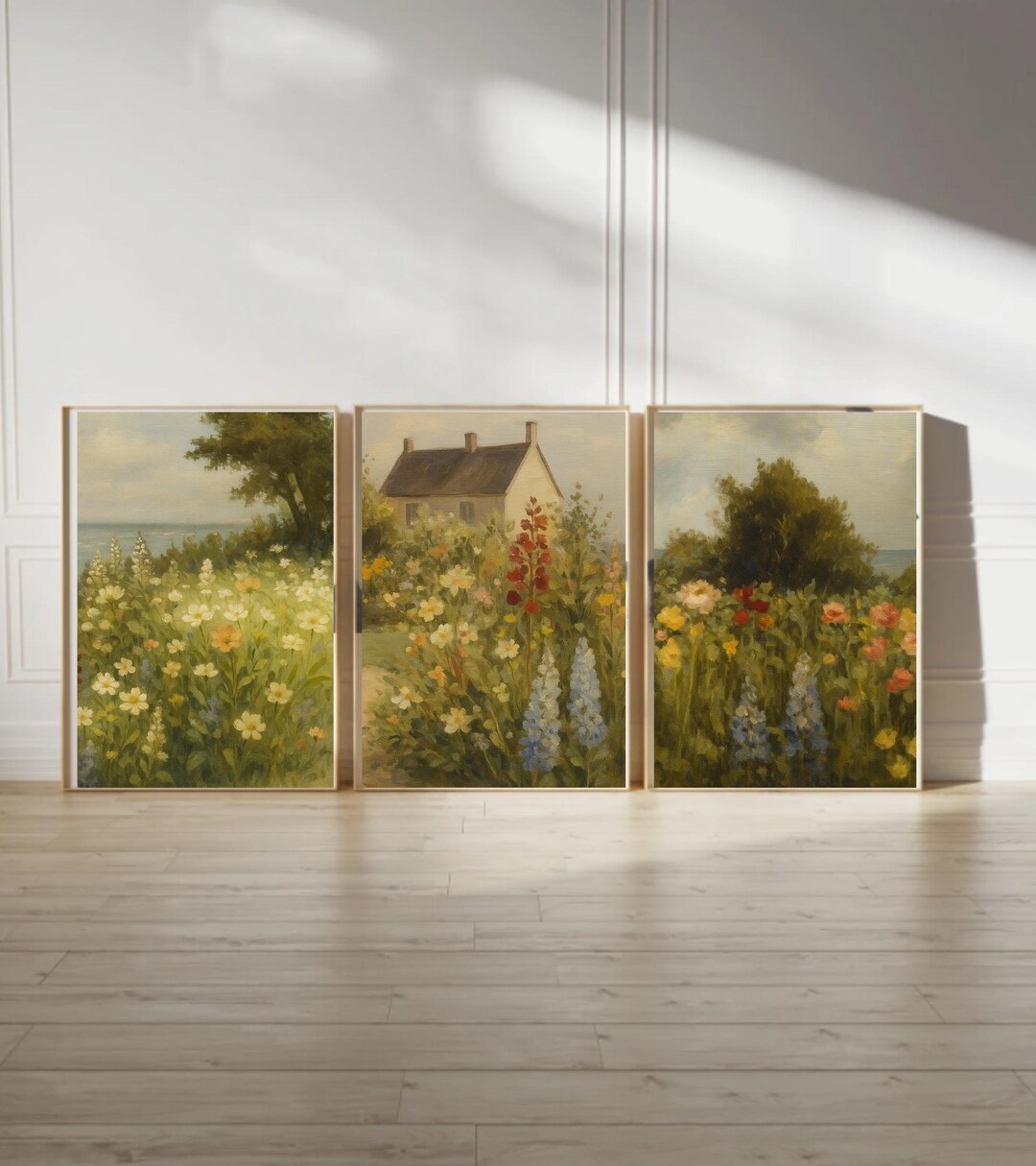 Cottage Core Summer Coastal Landscape Painting, Printable Set of 3 ...