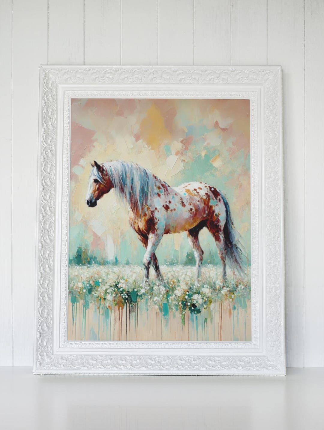 Wild Horse in a Field Printable Wall Art, Girls Room Preppy Western ...