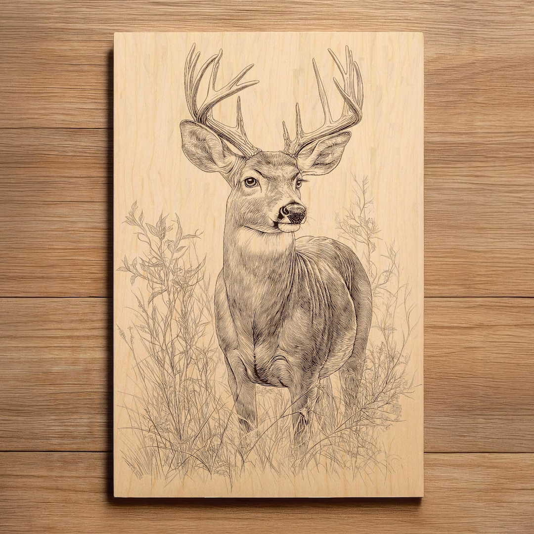 Deer Laser Engraving File - Ready to Engrave PNG - Lone White Tail Buck ...