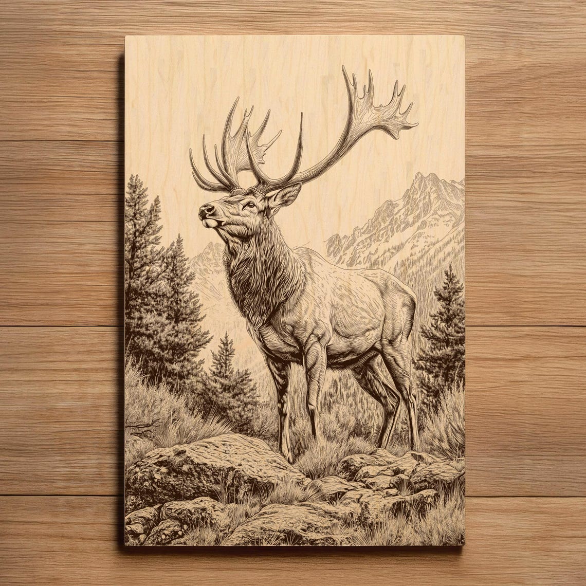 Elk Laser Engraving File - Ready to Engrave PNG - Lone Elk in ...