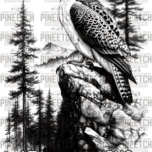Hawk Laser Engraving File - Ready to Engrave PNG - Bird in the ...
