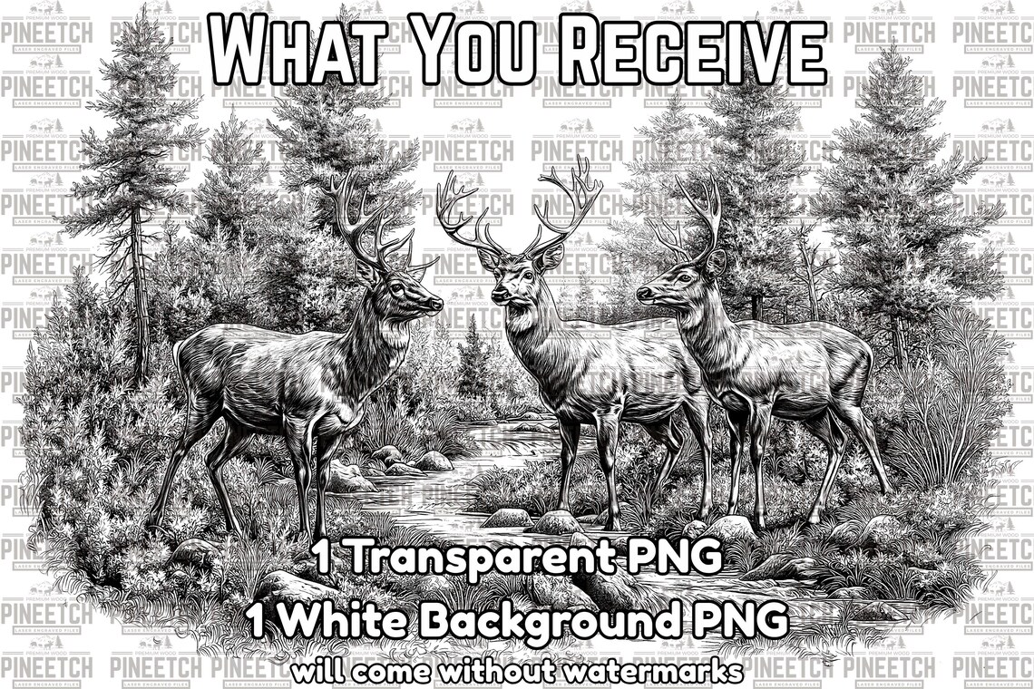 Deer Laser Engraving File - Ready to Engrave PNG - Deer Pack Wildlife ...