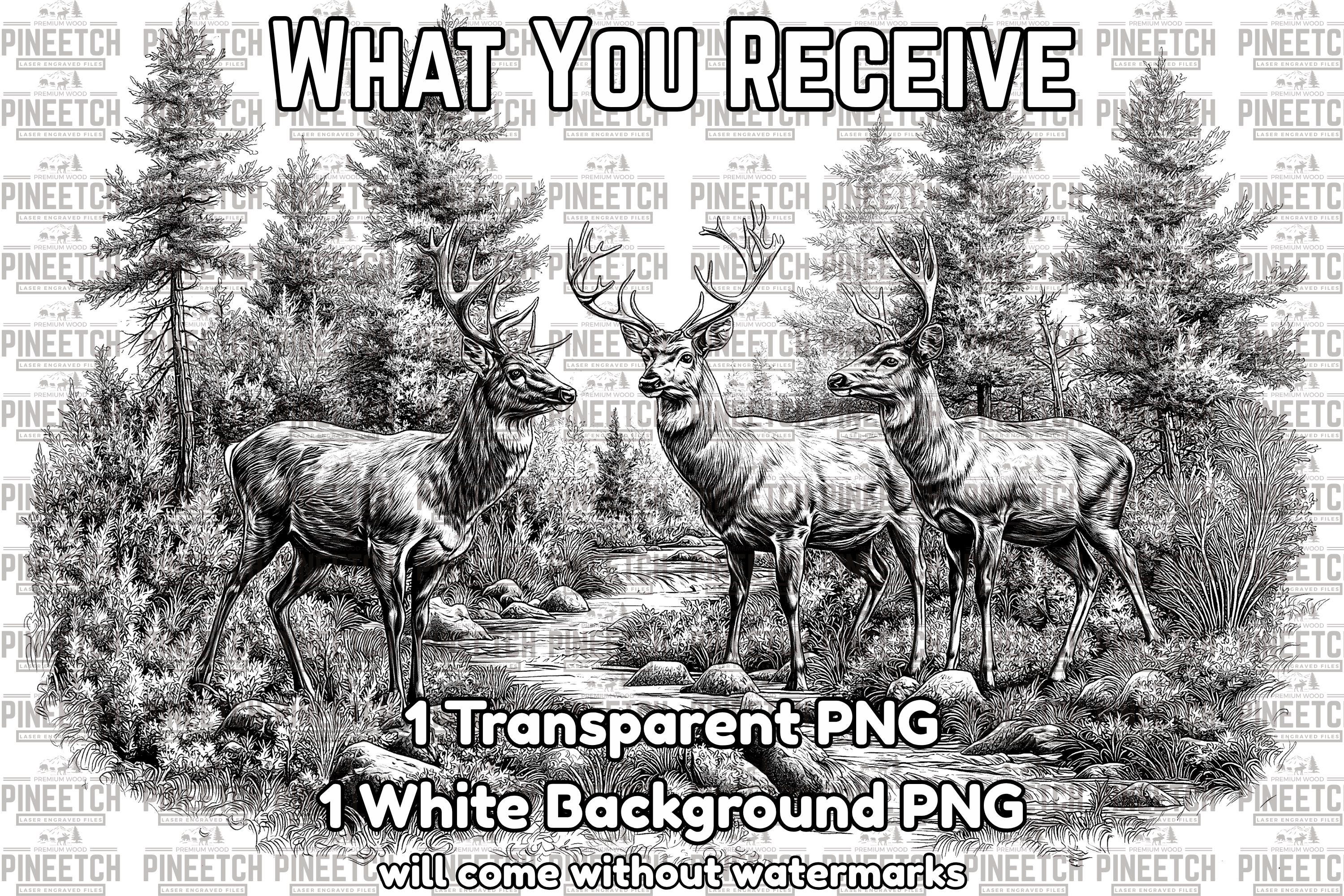 Deer Laser Engraving File - Ready to Engrave PNG - Deer Pack Wildlife ...