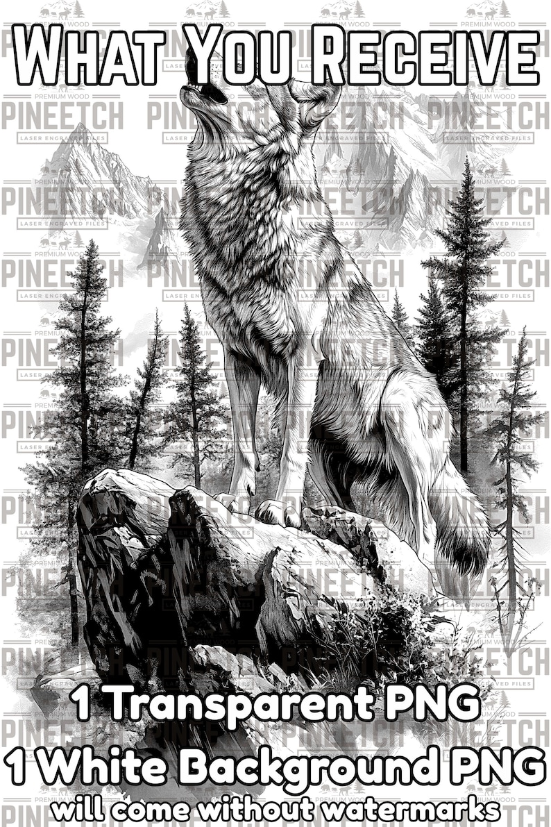 Wolf Howling Laser Engraving File - Ready to Engrave PNG - Wildlife ...