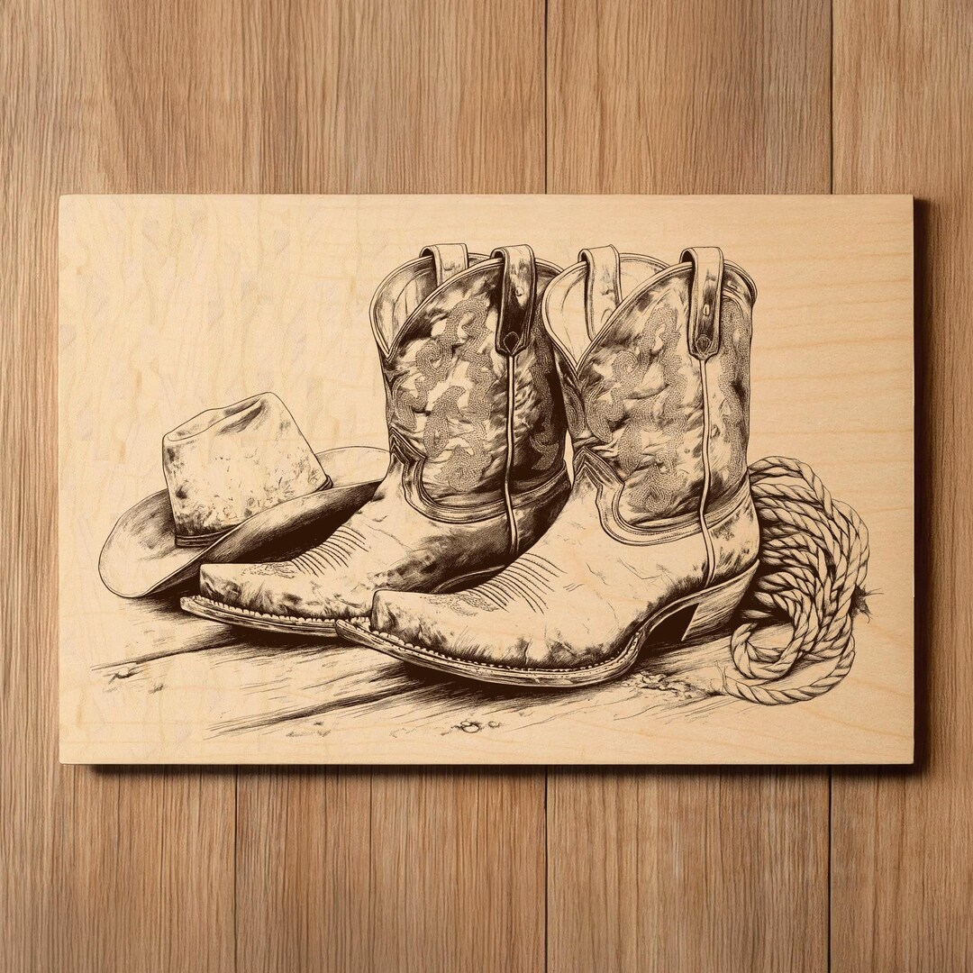 Cowboy Boots Laser Engraving File - Ready to Engrave PNG - Cowgirl ...