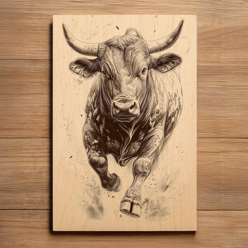 Charging Bull Laser Engraving File - Ready to Engrave PNG - Country ...