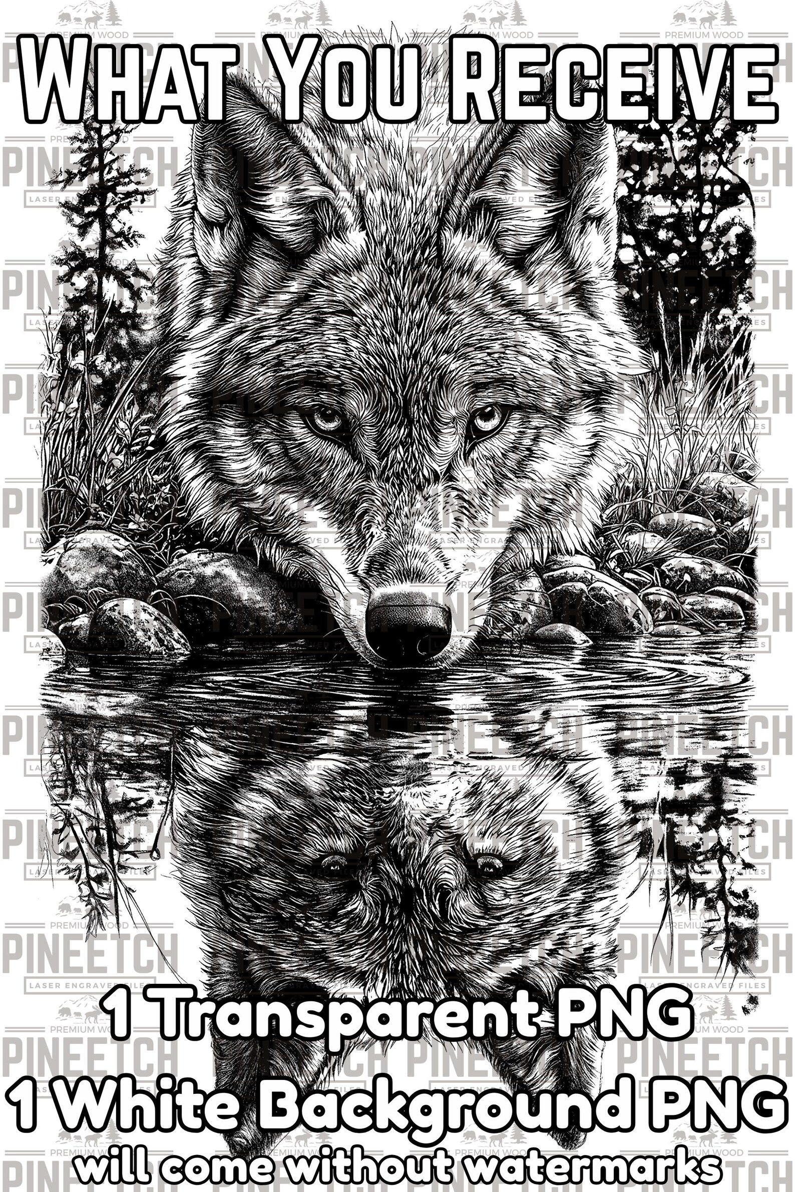 Wolf Laser Engraving File - Ready to Engrave PNG - Wolf River ...