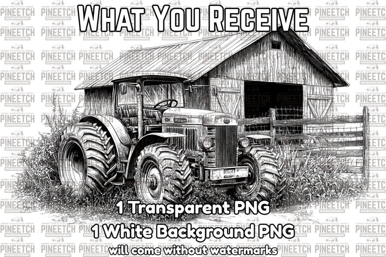 Farm Tractor Laser Engraving File - Ready to Engrave PNG - Old Vintage ...