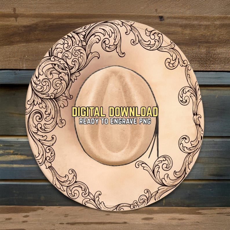 Western Filigree Hat Burning Design - Ready to Engrave PNG - Country ...