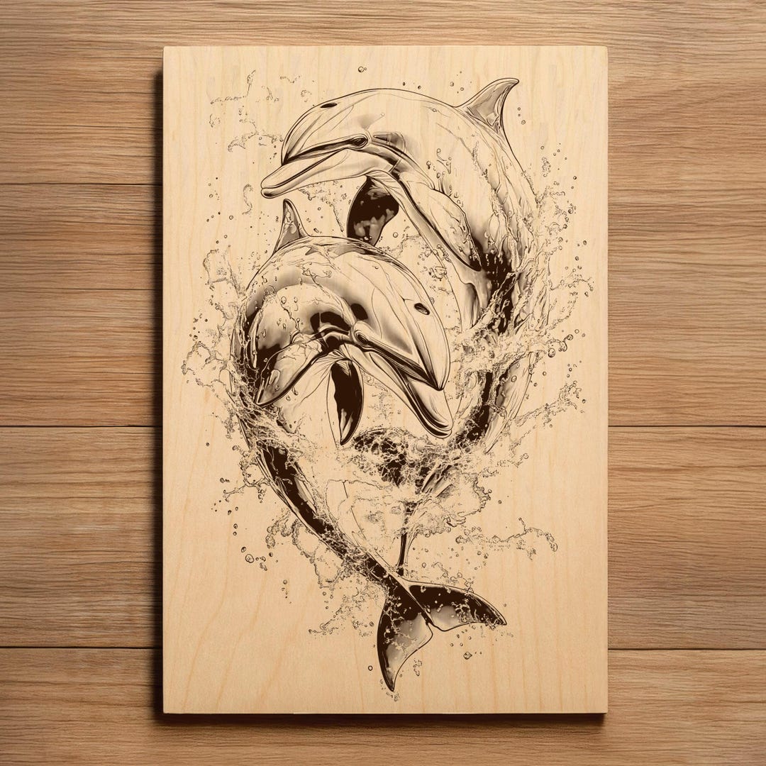 Dolphin Laser Engraving File - Ready to Engrave PNG - Ocean Wildlife ...