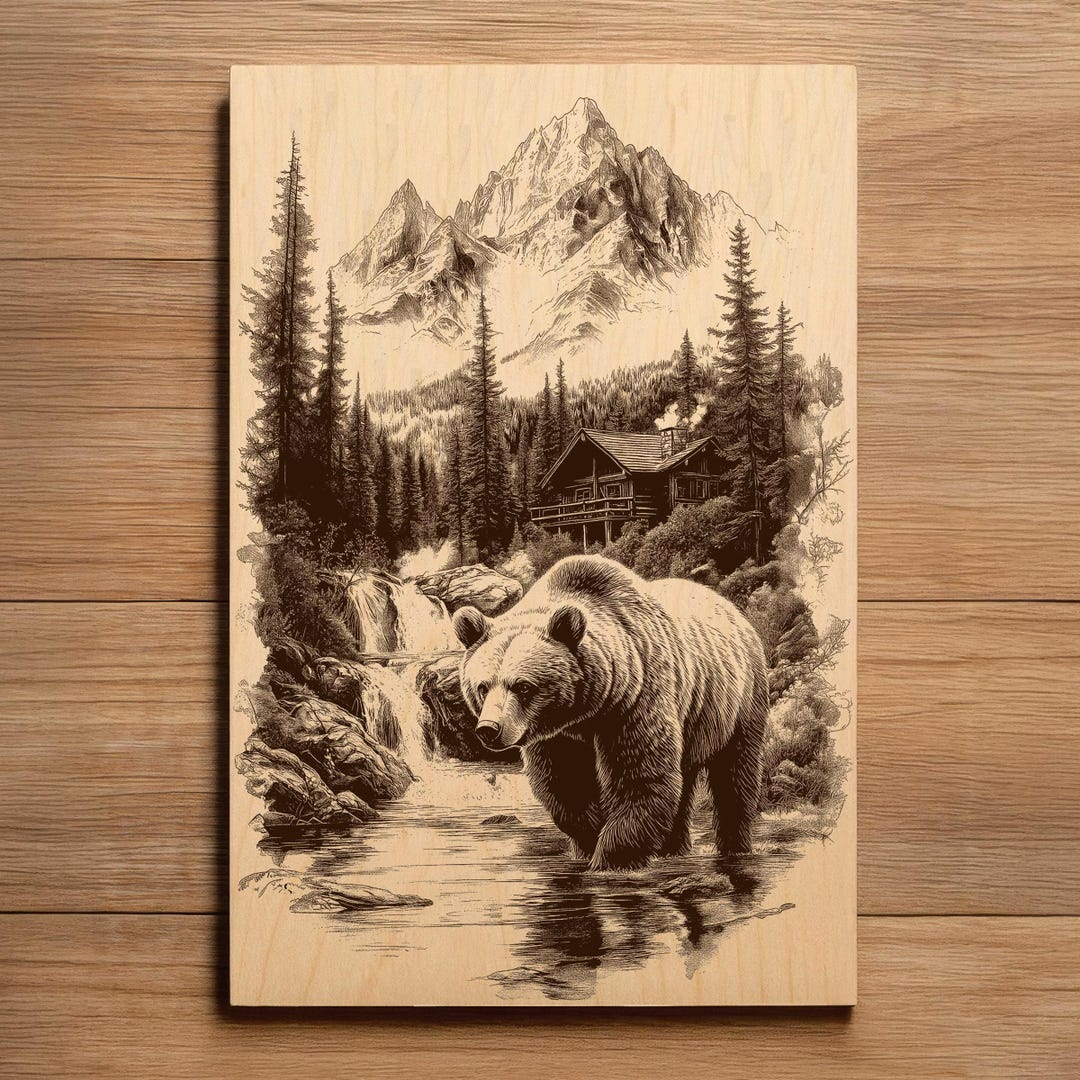 Bear Laser Engraving File - Ready to Engrave PNG - Bear and Rustic ...