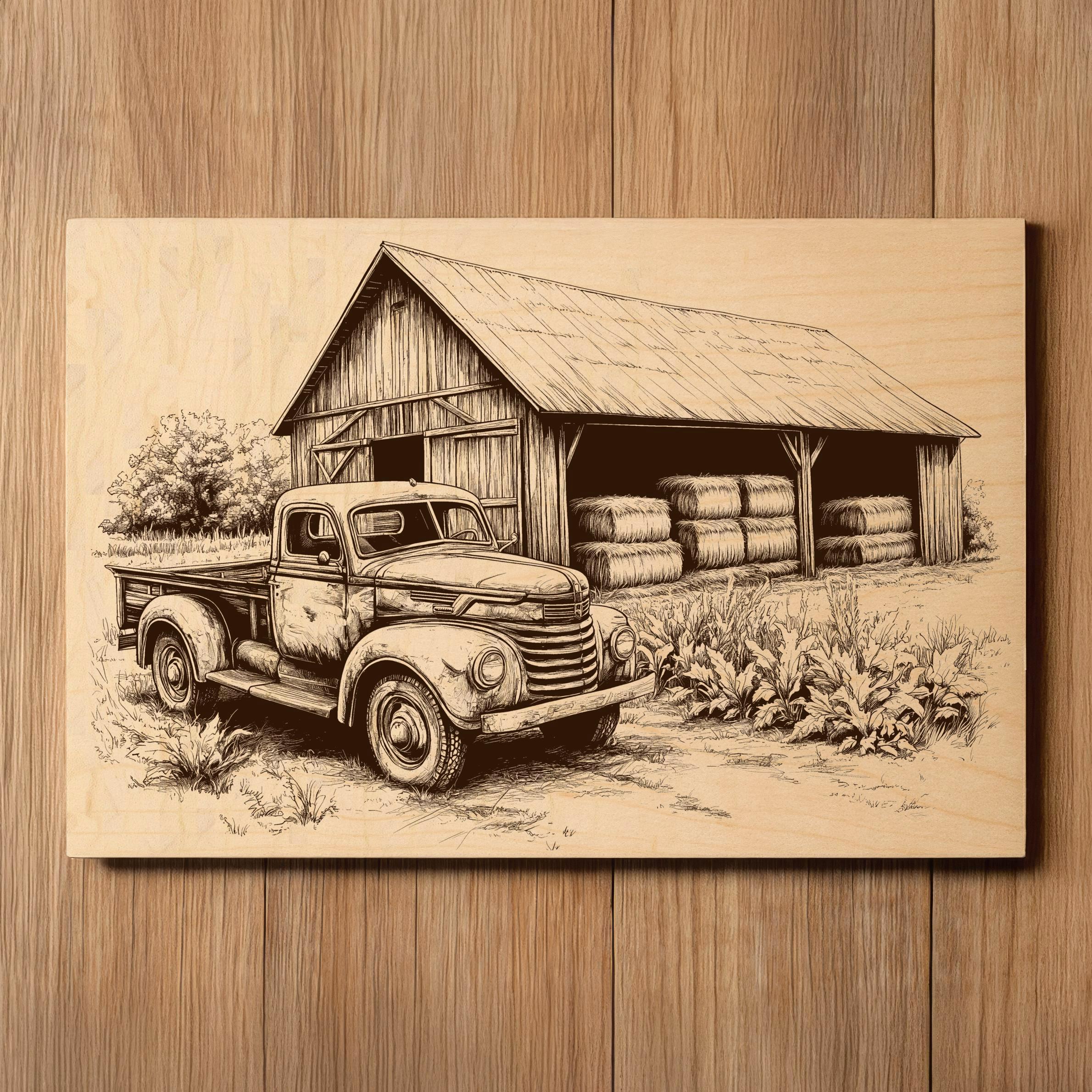 Farm Truck Laser Engraving File - Ready to Engrave PNG - Barn Life ...