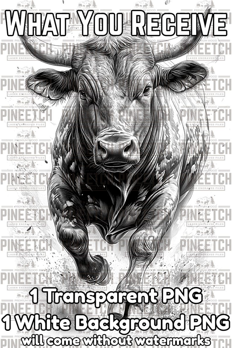 Charging Bull Laser Engraving File - Ready to Engrave PNG - Country ...