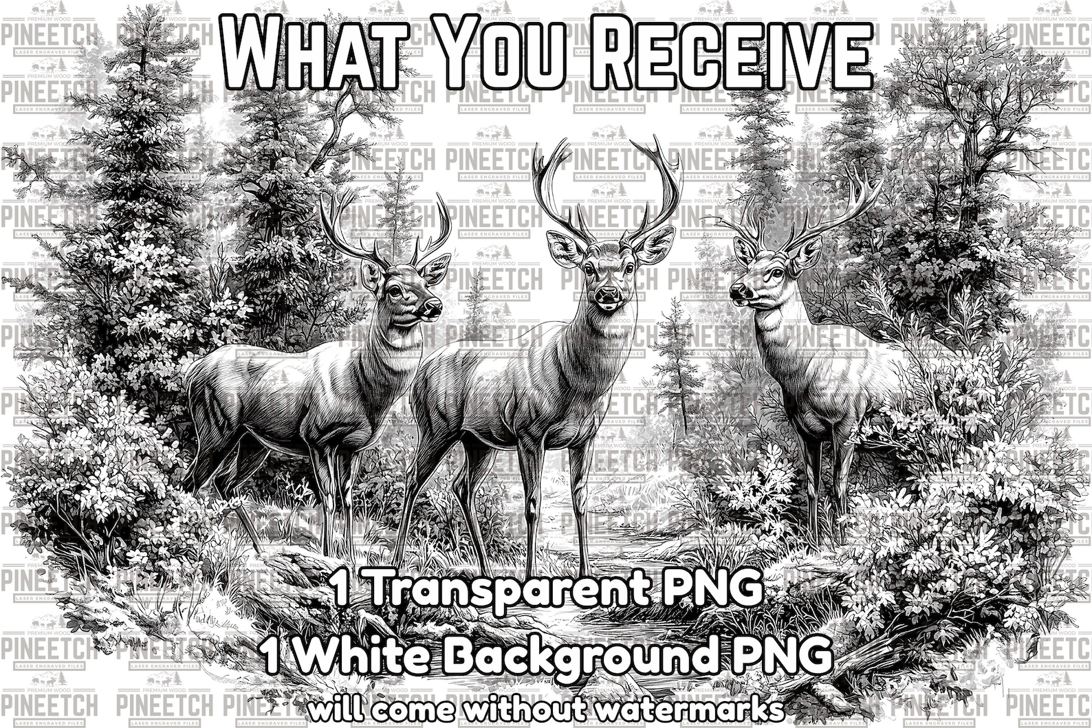 Deer Laser Engraving File - Ready to Engrave PNG - Deer Herd Wildlife ...