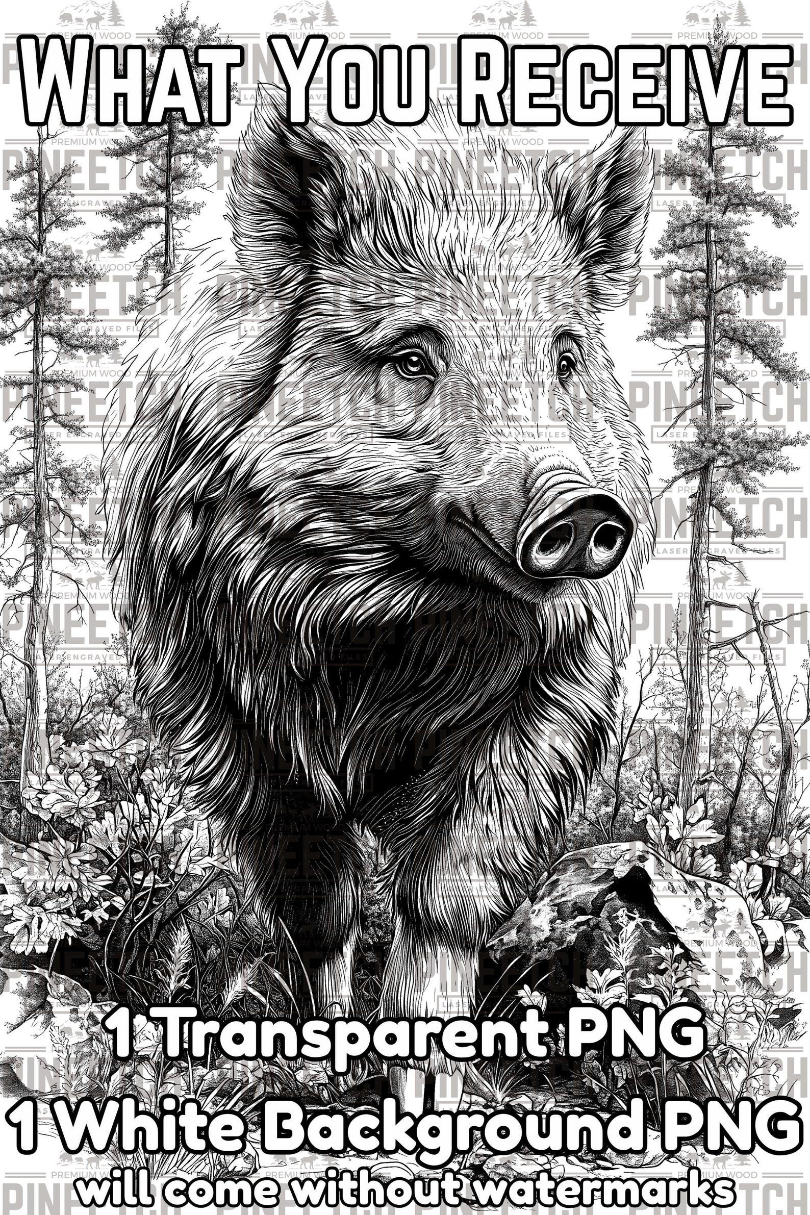 Boar Laser Engraving File - Ready to Engrave PNG - Boar Hunting Scene ...