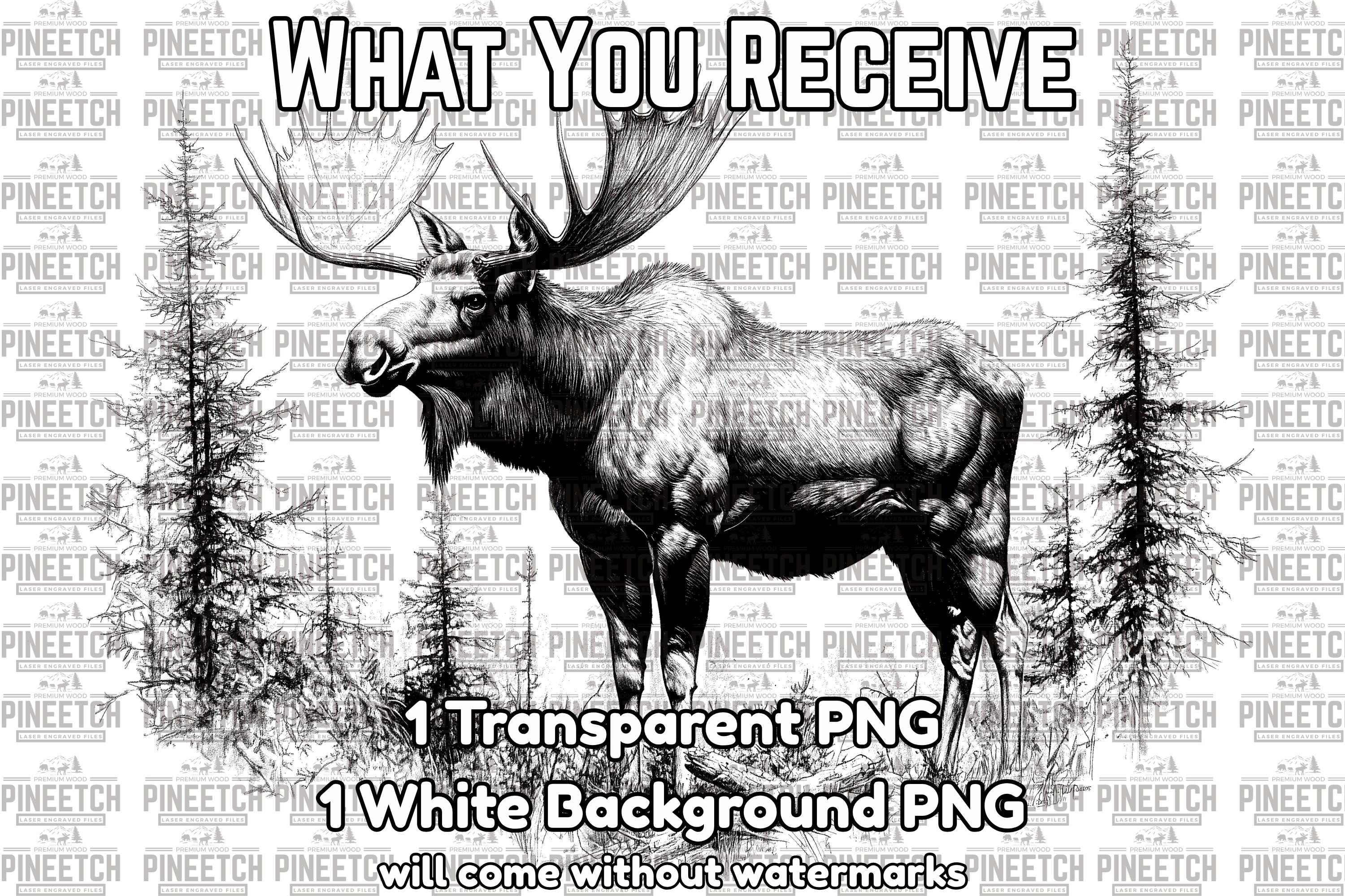 Moose Laser Engraving File - Ready to Engrave PNG - Lone Moose in ...
