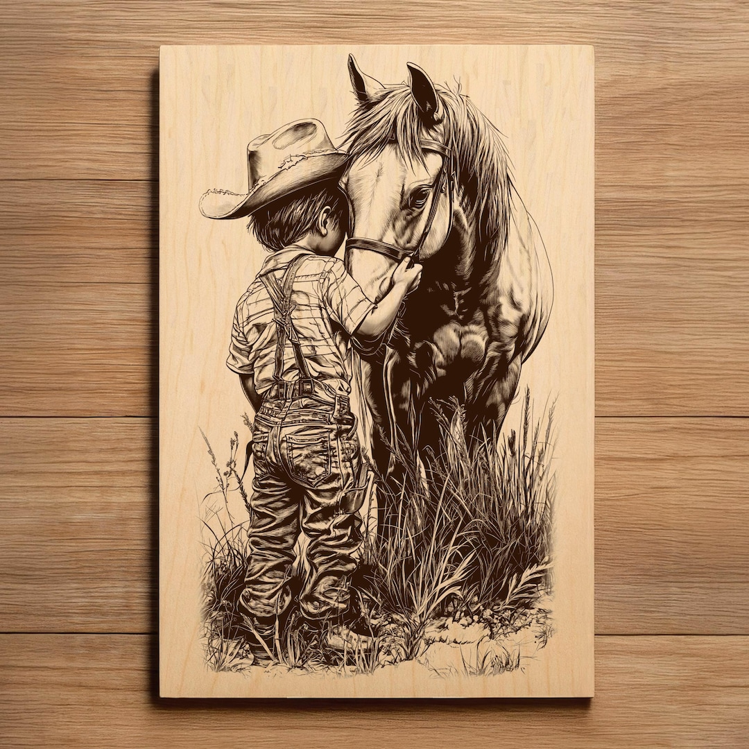 Cowboy Laser Engraving File - Ready to Engrave PNG - Farm Boy Kissing ...