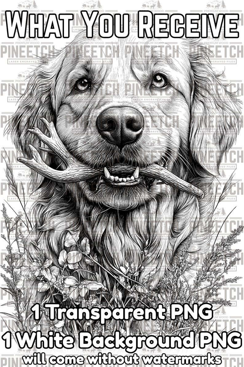 Golden Retriever Laser Engraving File - Ready to Engrave PNG - Shed ...