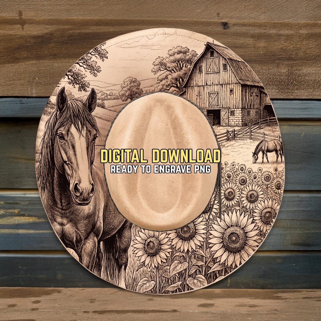 Horse Barn Hat Burning Design - Ready to Engrave PNG - Farm Art - Hat ...