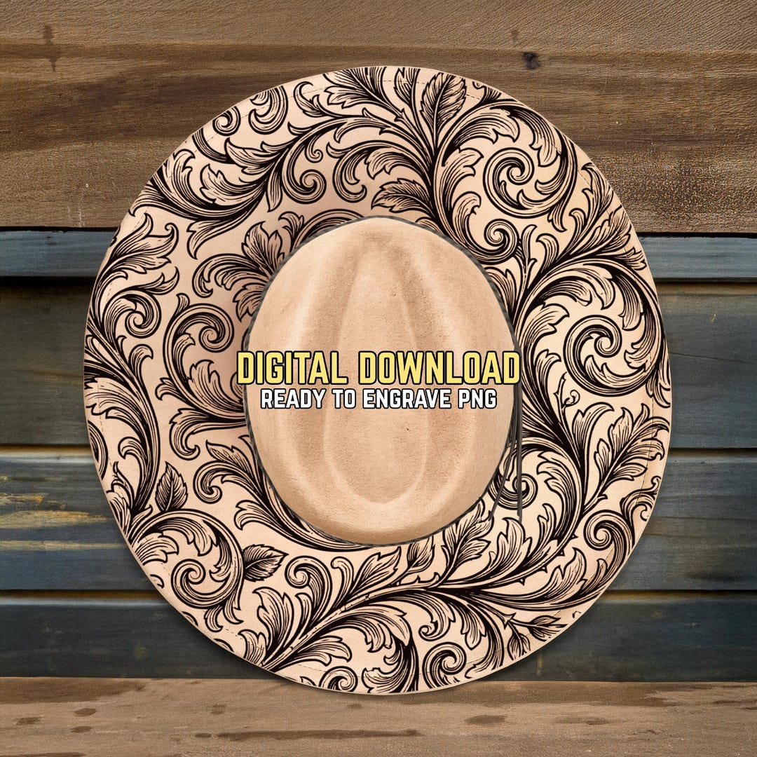 Tooled Leather Hat Burning Design - Ready to Engrave PNG - Western ...