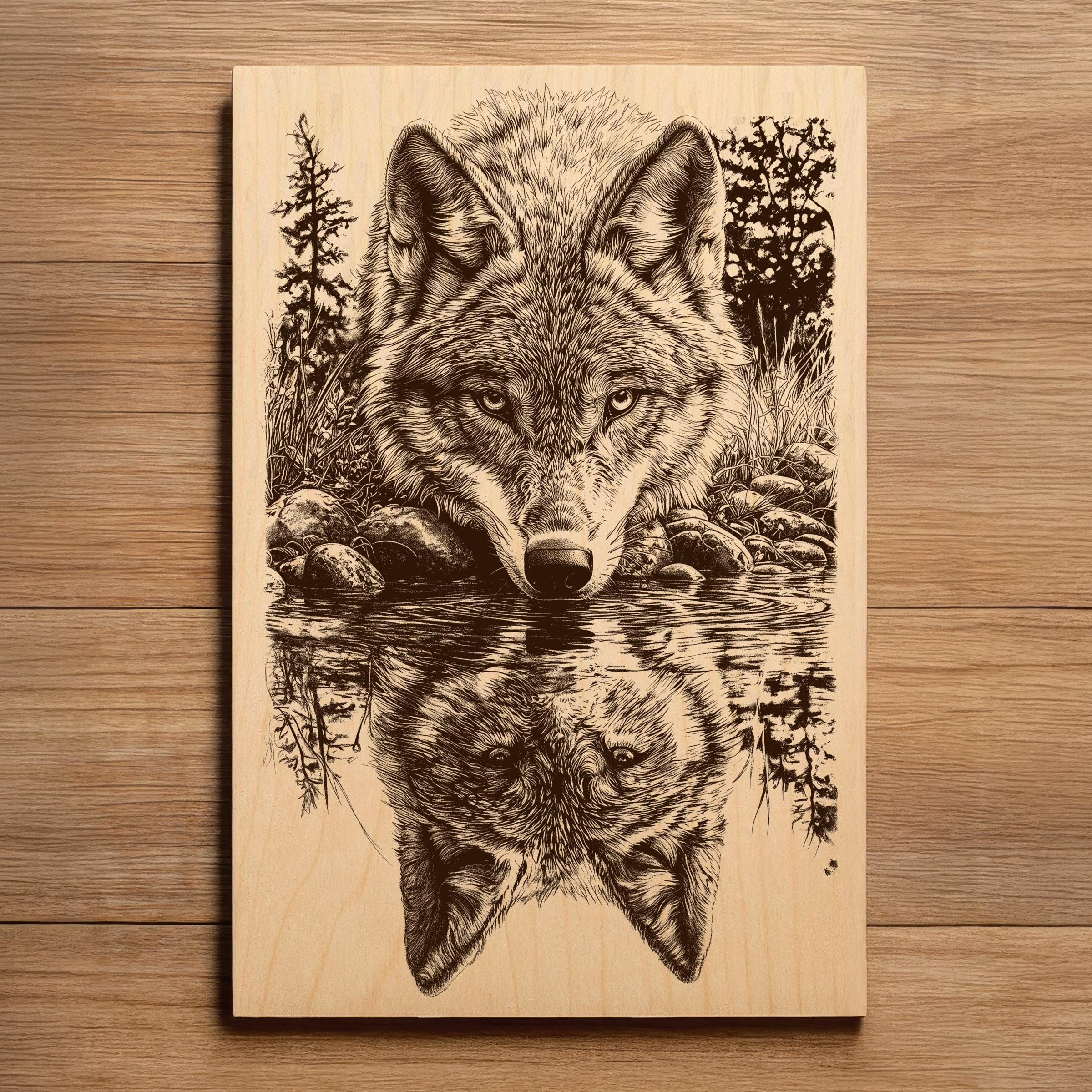 Wolf Laser Engraving File - Ready to Engrave PNG - Wolf River ...