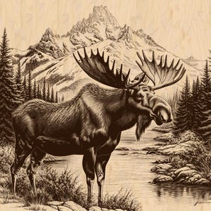 Moose Laser Engraving File - Ready to Engrave PNG - Nature Wildlife ...