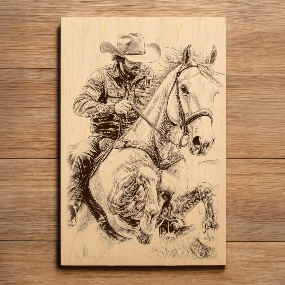 Cowboy Laser Engraving File - Ready to Engrave PNG - Country Rodeo ...