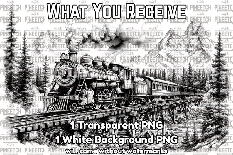 Steam Train Laser Engraving File - Ready to Engrave PNG - Locomotive ...