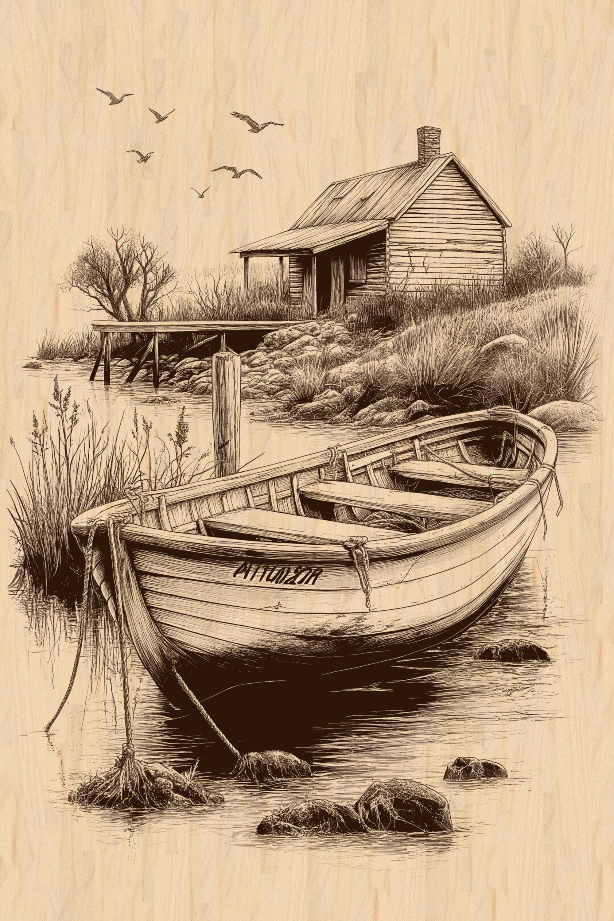 Fishing Boat Laser Engraving File - Ready to Engrave PNG - Fishermans ...