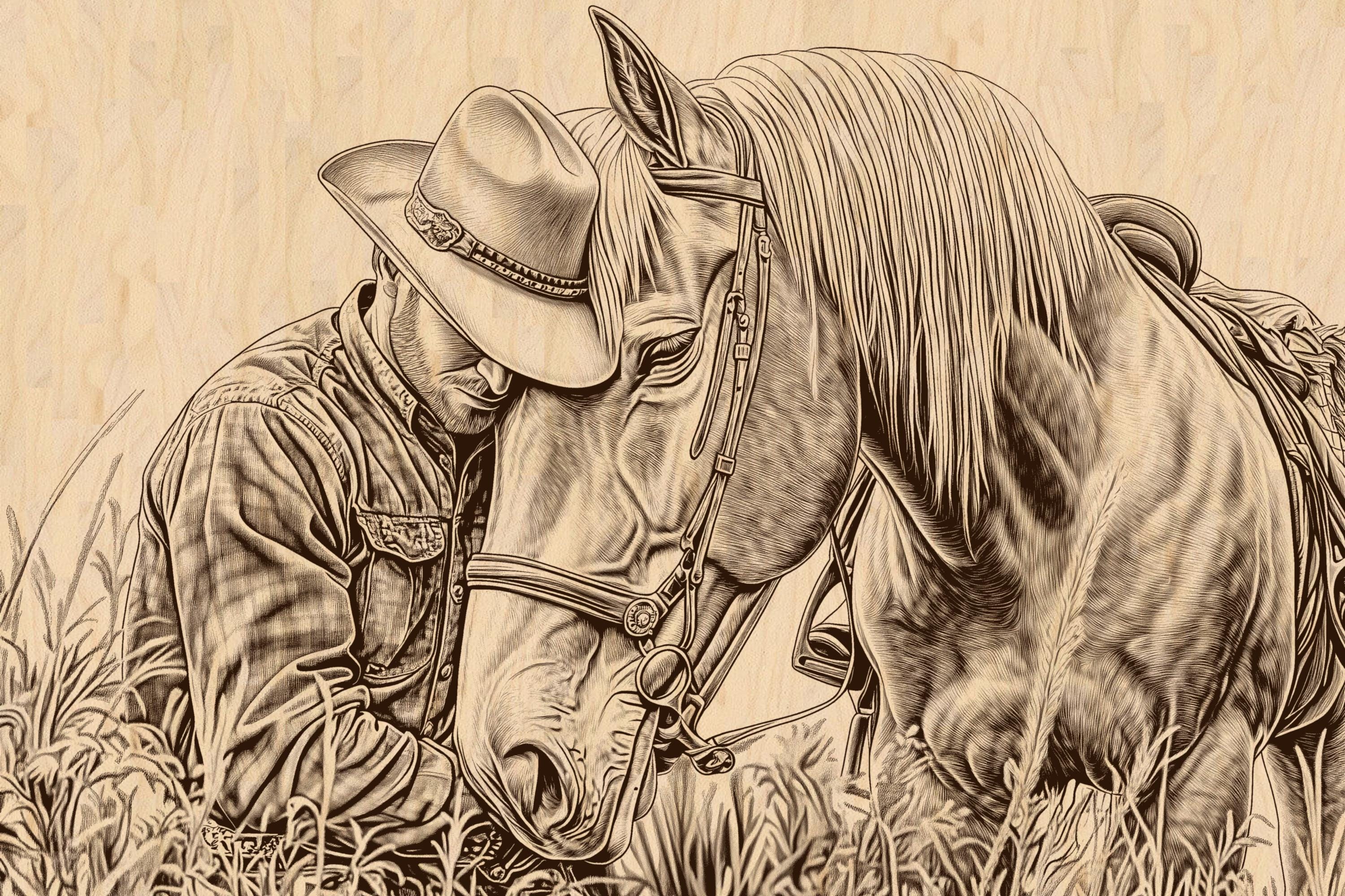 Cowboy Laser Engraving File - Ready to Engrave PNG - Western Wilderness ...