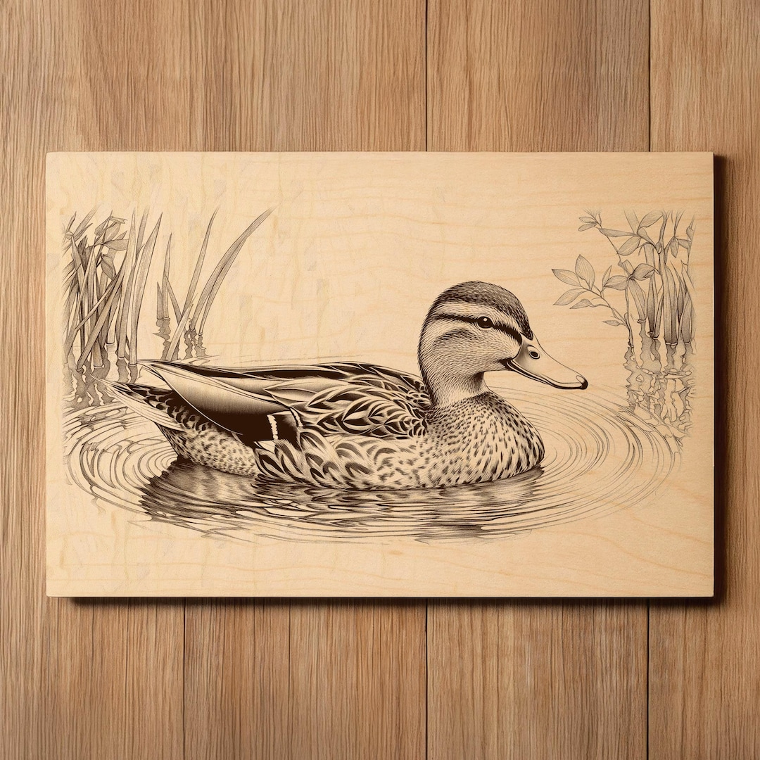 Duck Laser Engraving File - Ready to Engrave PNG - Duck Swimming in ...
