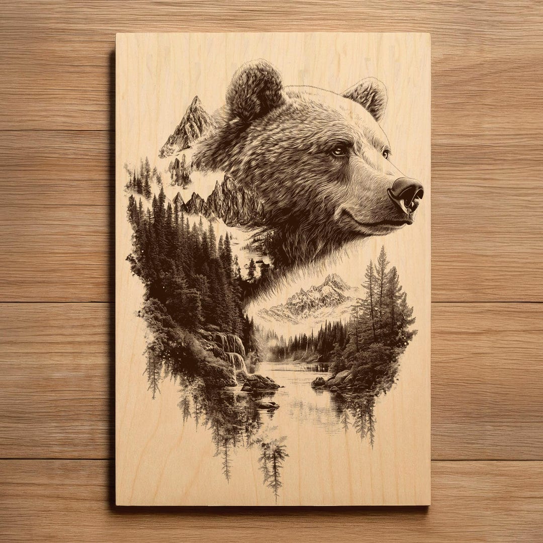 Bear Laser Engraving File - Ready to Engrave PNG - Forest Wildlife Art ...
