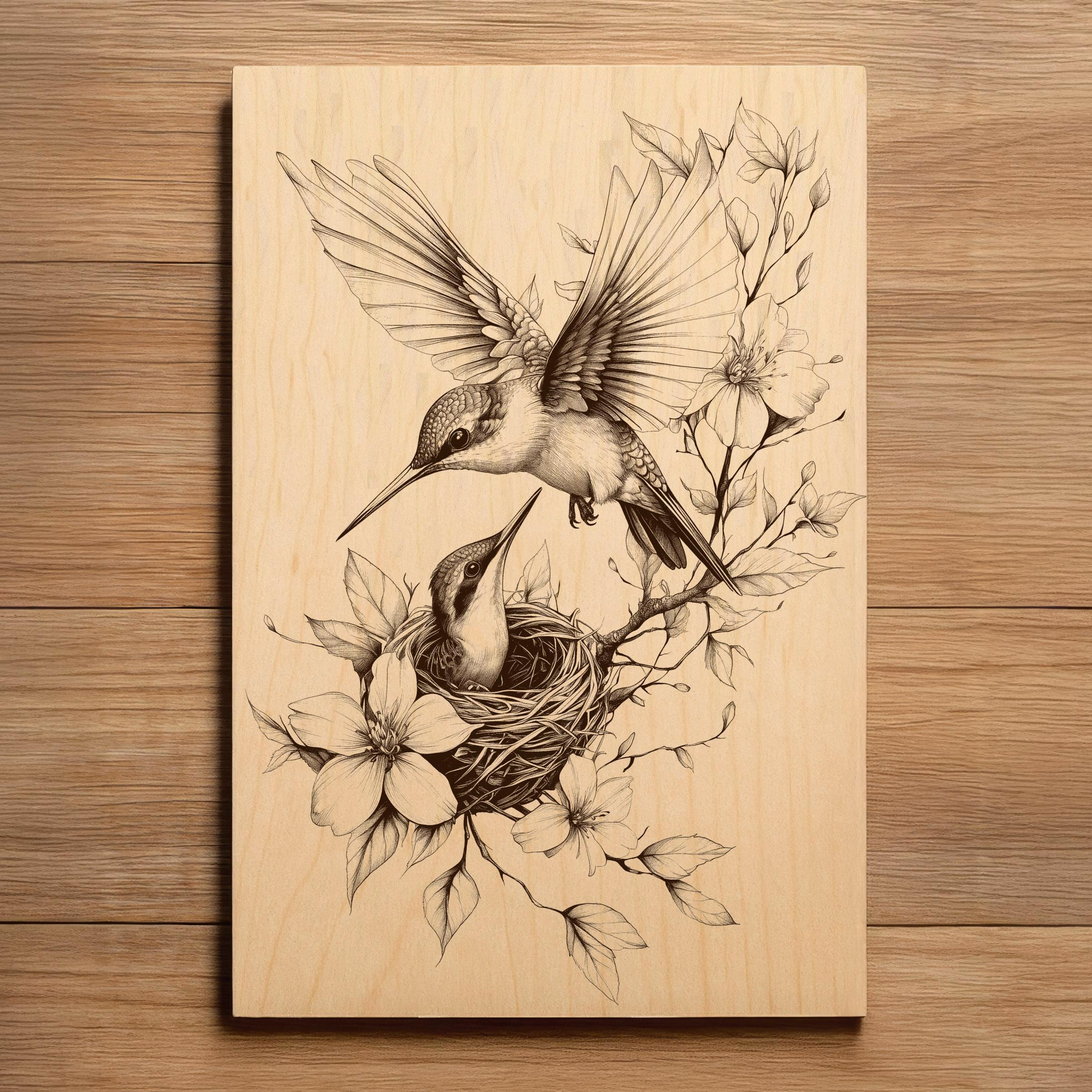 Hummingbird Laser Engraving File - Ready to Engrave PNG - Bird ...