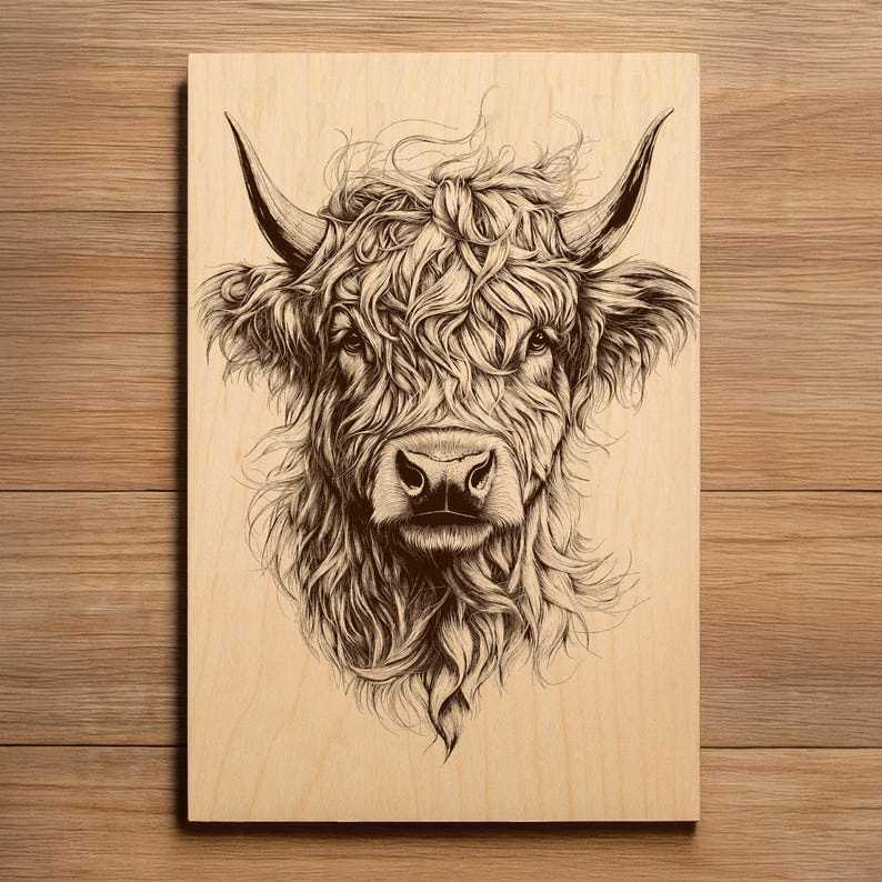 Highland Cow Laser Engraving File - Ready to Engrave PNG - Animal ...