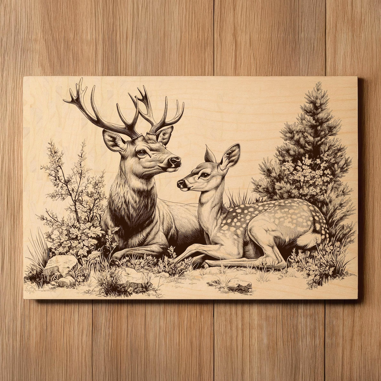 Deer Couple Laser Engraving File - Ready to Engrave PNG - Stag and Doe ...