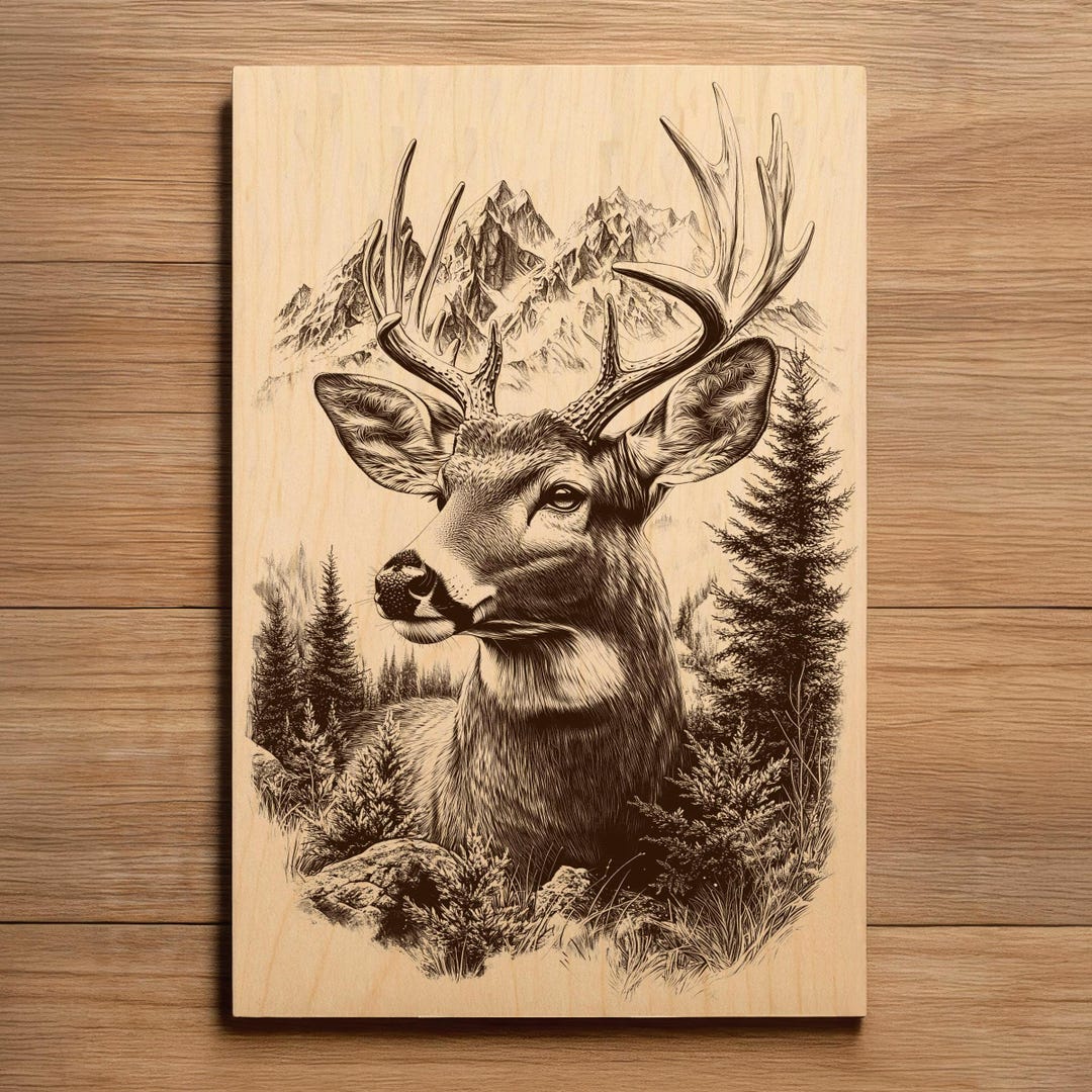 Buck Laser Engraving File - Ready to Engrave PNG - White Tail Buck ...