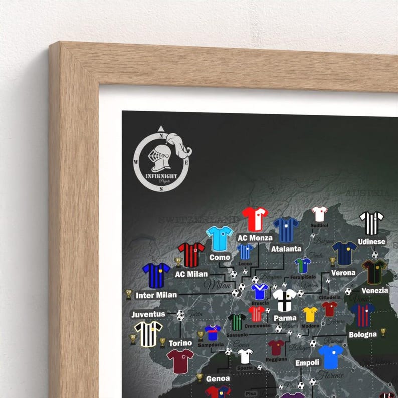 Italian Football Clubs Map (digital Download, No Frame) - Etsy