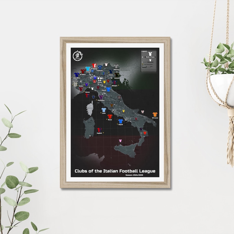 Italian Football Clubs Map (digital Download, No Frame) - Etsy