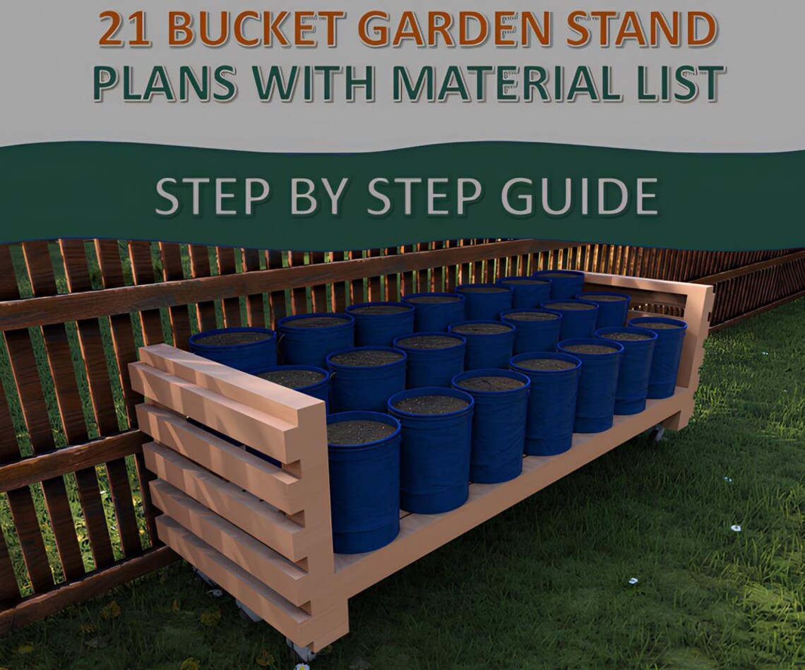 DIY 21 Bucket Tiered Garden Stand Plans 5-gallon (digital PDF Download ...