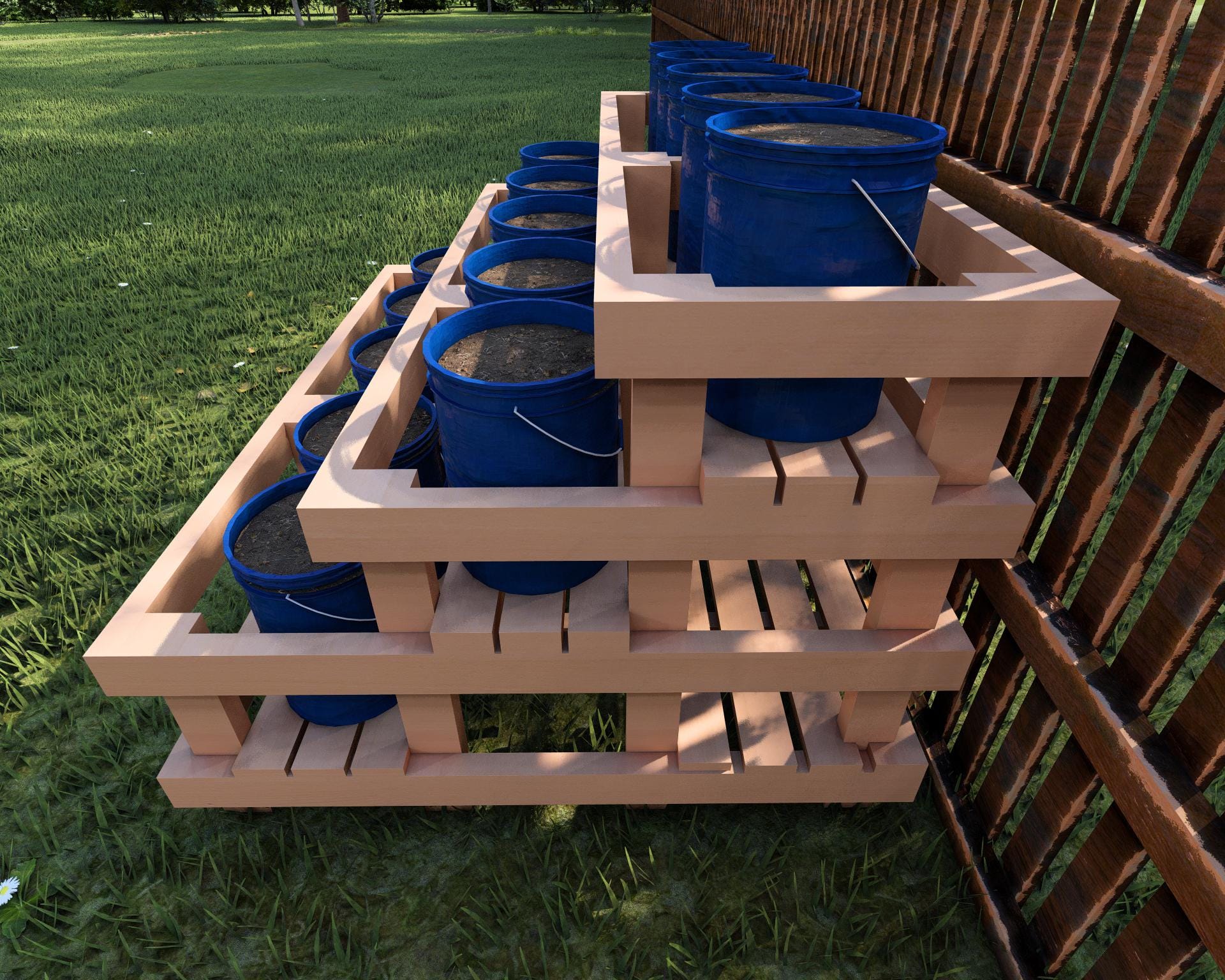 DIY 15-bucket Garden Stand Plans: Tiered Wood Frame (digital PDF ...