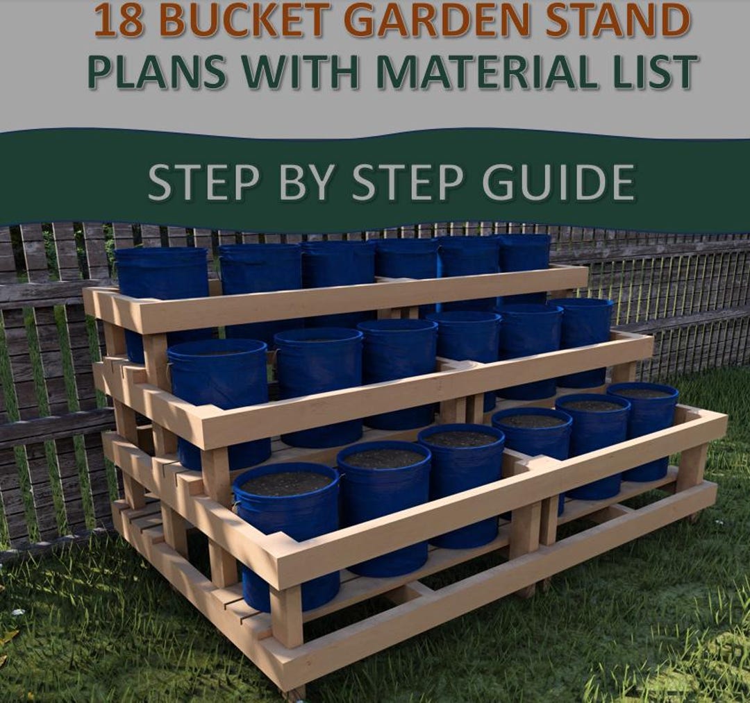 DIY 18 Bucket Tiered Garden Stand Plans (digital PDF Download) - Etsy