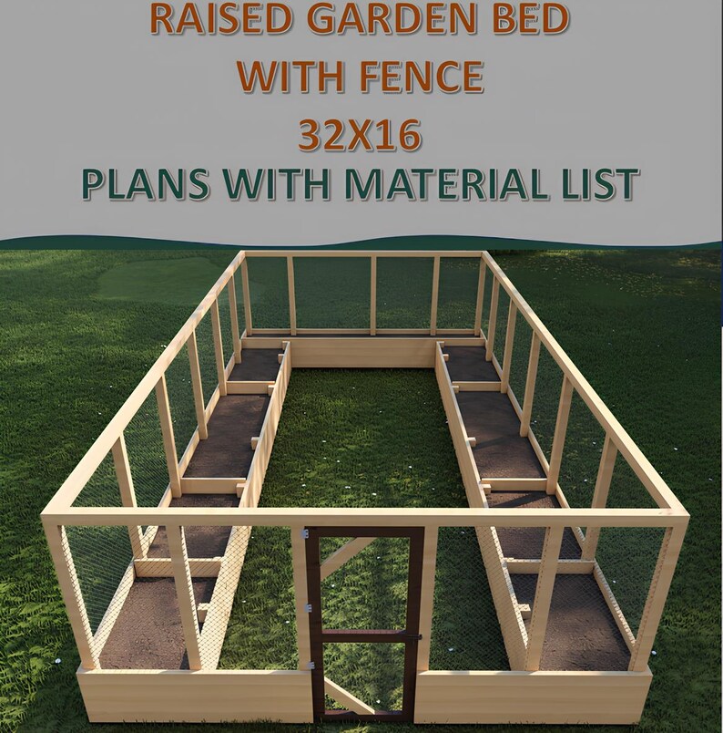 Raised Garden Bed With Fence Plans (32x16) (digital Download) - Etsy