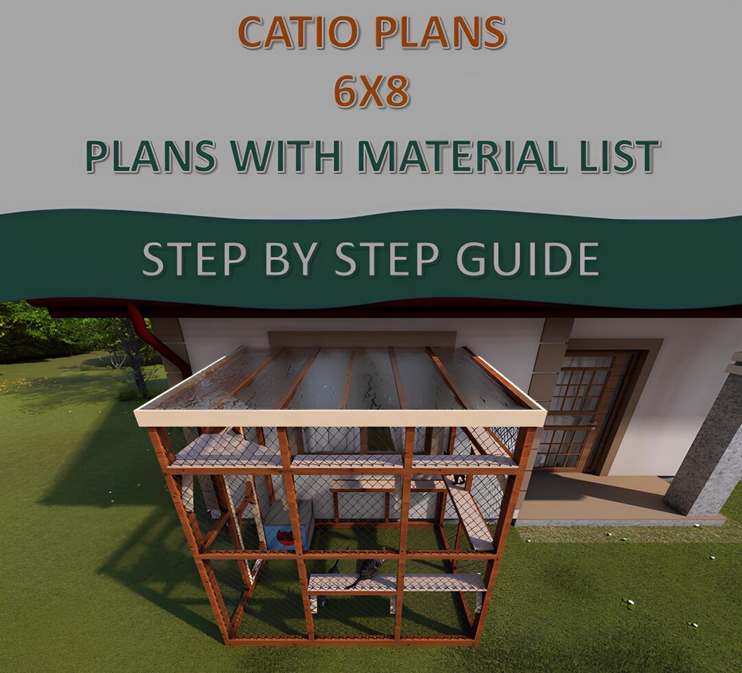 Catio Plans 6x8 -catio Build Plans - Large Catio - Cat House Plan ...