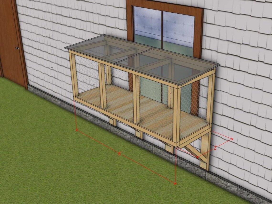 2x6 Window Catio Plans: DIY Cat House Building Plan (PDF) - Etsy