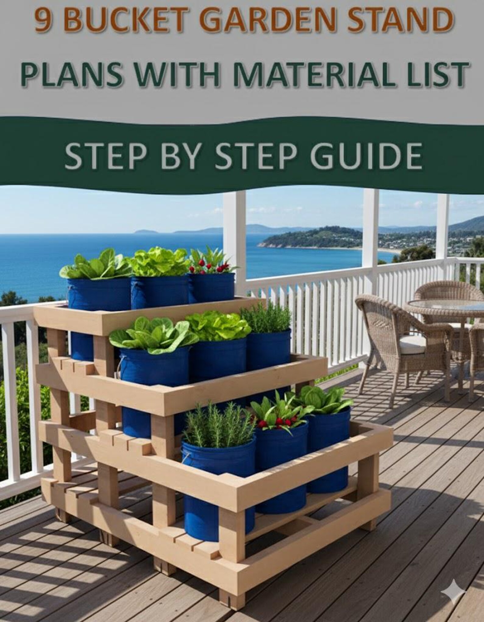 DIY 9-bucket Garden Stand Plans: Tiered Wood Frame 5-gallon (digital ...