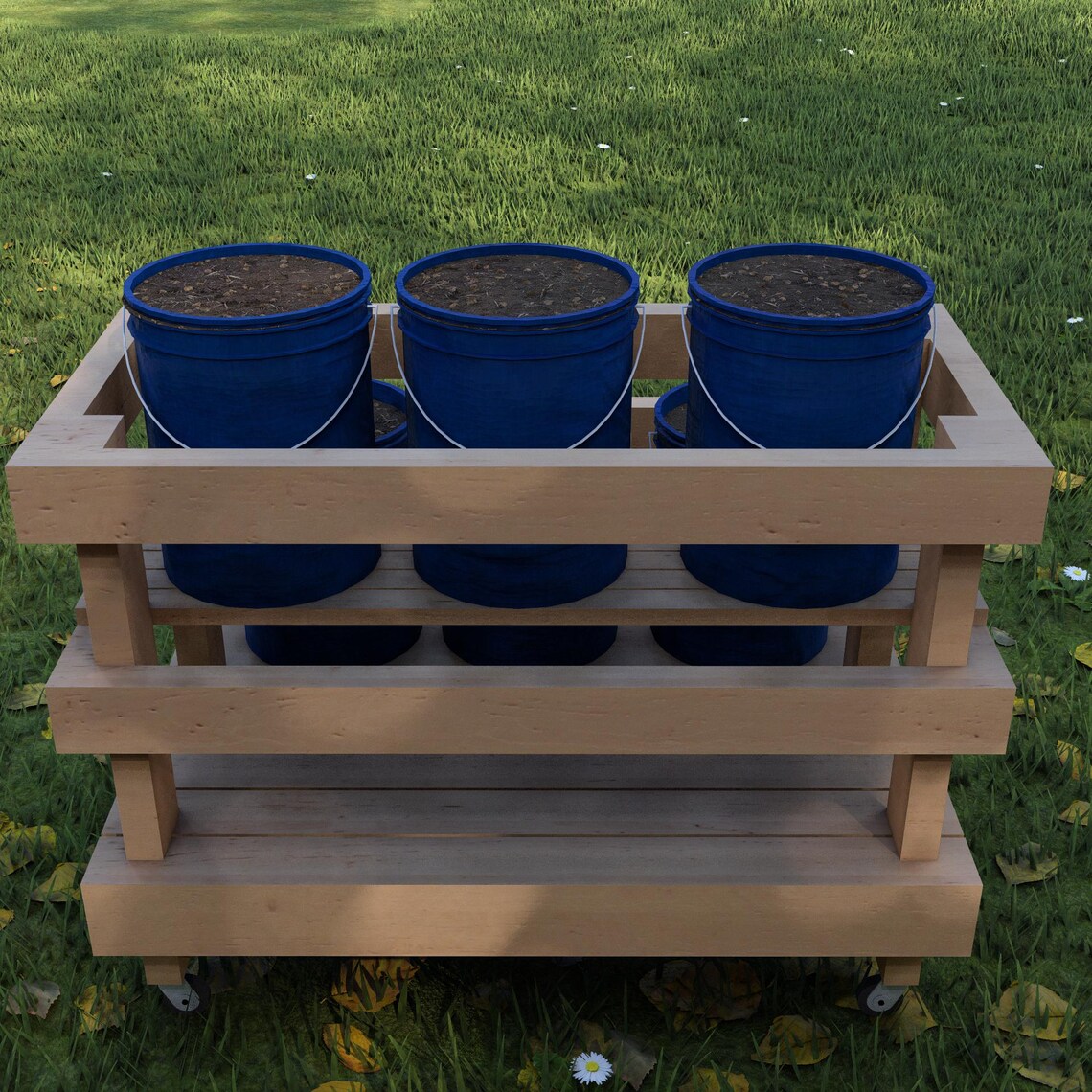 DIY 6-bucket Garden Stand Plans: Mobile Tiered Design 5-gallon (digital ...